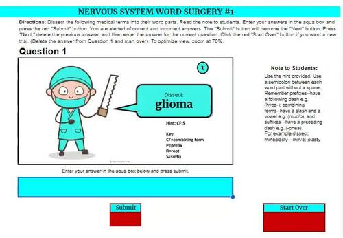 Nervous System Word Surgery Digital and Print Activity by Abaco ...