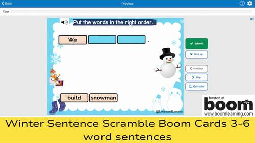 Winter Sentence Scramble - With Audio Digital Boom Cards by Limes and ...