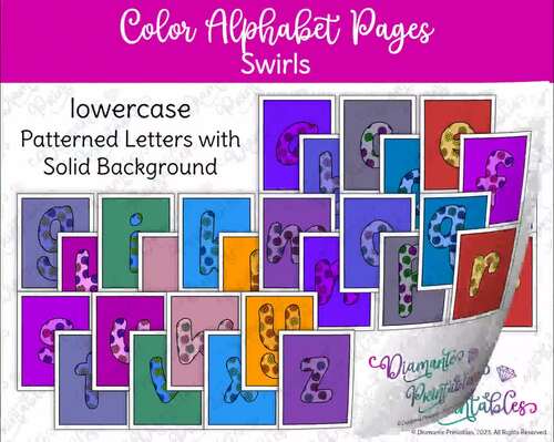 Printable Alphabet Poster Bundle | Swirls Bulletin Board Letters | Color