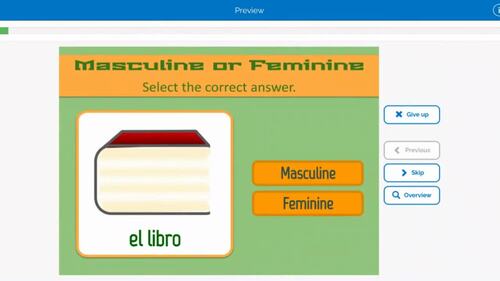 Boom Cards - Spanish Nouns Masculine or Feminine by NATAM | TPT