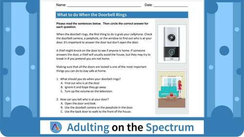 Independent Living Skills SPED Safety Activity for How to Answer the ...