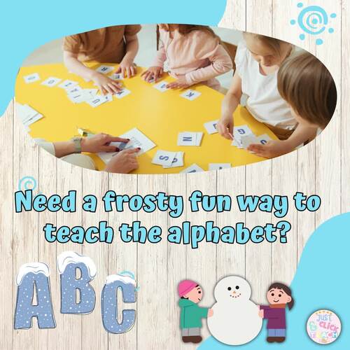 Snowman Literacy Centers Alphabet Clip Cards ABC Uppercase & Lowercase ...
