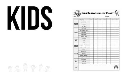 Kids Responsibility Chart | Children Chore Tracker | Printable Daily ...