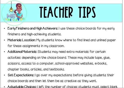 3rd-5th Choice Board Reading ELA Year Round Bundle Extension Enrichment ...