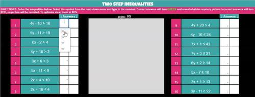 Two-Step Inequalities Mystery Picture Reveal by Abaco Education Zone
