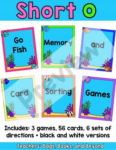 Short O Go Fish Memory Phoneme Sort Phonics Card Game for Kindergarten ...