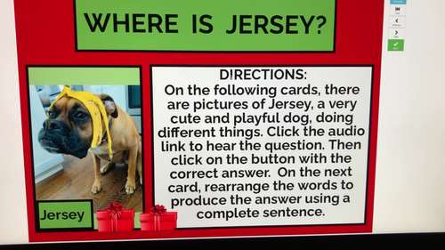 SALE Boom Cards™ WHERE IS JERSEY? (Prepositions in Sentences) Christmas Ed.
