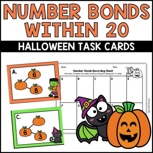 Halloween Number Bonds within 20 | Fact Fluency Scoot Game Math Center ...