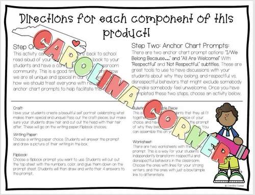 Back to School Writing Craftivity Kindergarten 1st 2nd by Carolina Corner