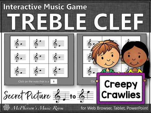 Treble Clef Note Names Interactive Music Game Reveal Secret Picture ...