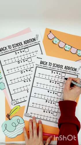 Back to School Addition with a Number Line Worksheets Kindergarten 1st ...