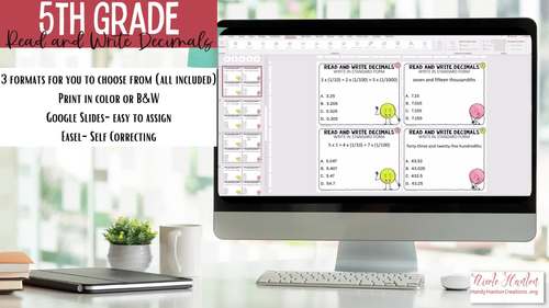 5th Grade Math Review Read and Write Decimals Task Cards | TPT