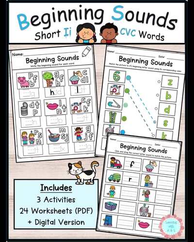 CVC: Beginning Sound Sort, Short i, Read, Identify, Write | TPT