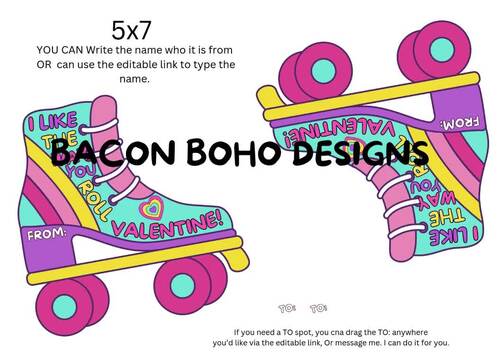 Valentine's Day Roller Skate Valentines for boys and girls EDITABLE ...