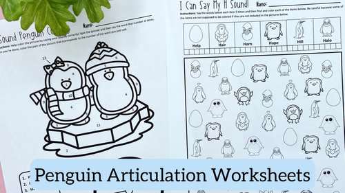 No Prep Penguin Themed Articulation Worksheets and Activities for ...