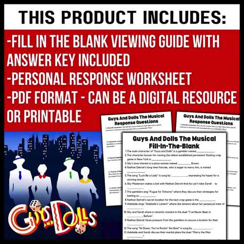 Guys And Dolls The Musical: Fill In The Blank Viewing Guide & Response ...