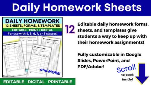 Daily Homework Forms, Homework Sheets & Templates, Homework Planner ...