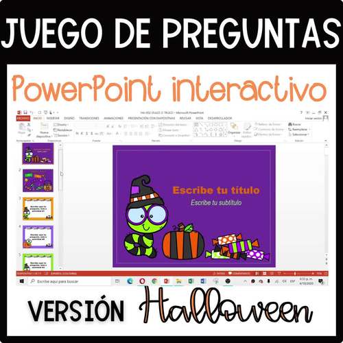 JUEGO INTERACTIVO DIGITAL HALLOWEEN. Power Point interactivo editable.