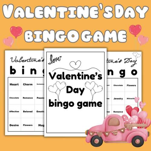 February bingo game activity cards - Valentine’s Day bingo game cards ...