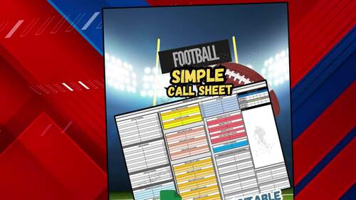 Football CALL sheets for Football Coach or player | 2 sheets in total excel