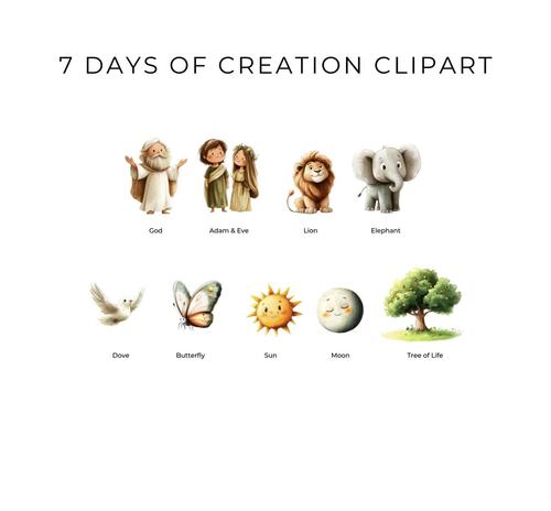 Seven Days Of Creation Clipart, Biblical Scenes, Kids Bible Study