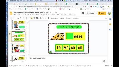 Beginning Digraphs GAME for GOOGLE SLIDES: Self-Checking WITH SOUND PDF