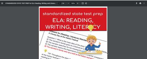 4th-5th-6th Grade STANDARDIZED STATE TEST PREP for ELA: Reading and Writing