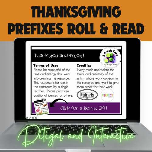 Thanksgiving Multisyllabic Prefix Words Sentences Roll & Read Digital ...