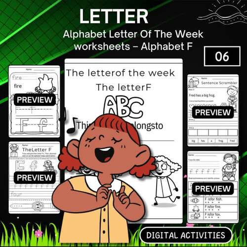 Alphabet Letter Of The Week worksheets – Alphabet F by Outside Box kids