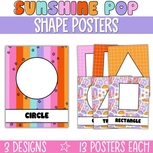 Retro Shape Posters, 2D Shape Posters Display, Geometry Posters Math ...