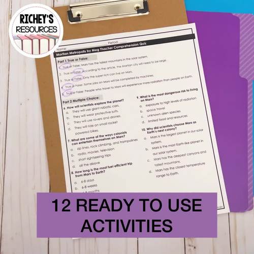 Martian Metropolis Scientific Article Unit by Meg Thacher HMH 7 Digital ...