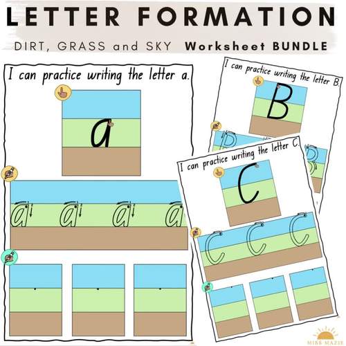 Bundle Kindergarten Letter Formation Dirt, Grass and Sky NSW Font ...