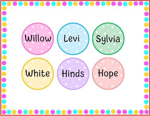 Printable Pastel Polka Dots Student Name Labels, Cubby Labels, Circle ...