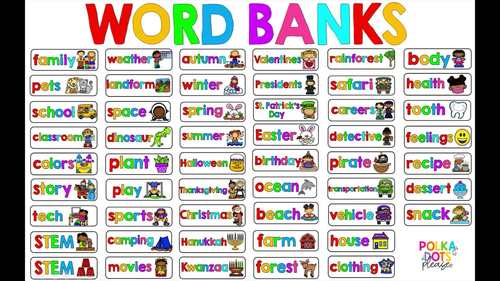 Word Banks | No Prep Writing Center | Print & Digital by Polka Dots Please