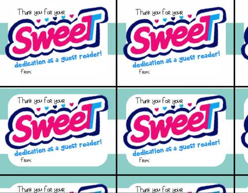 SweeTARTS Guest Reader Appreciation Gift Tag-Thank you for your Sweet ...