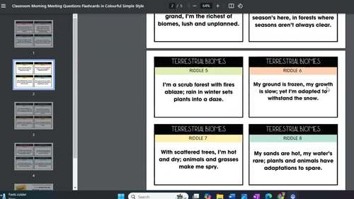Terrestrial Biome, Riddle Cards, NGSS-Aligned High School Biology, Pre-AP
