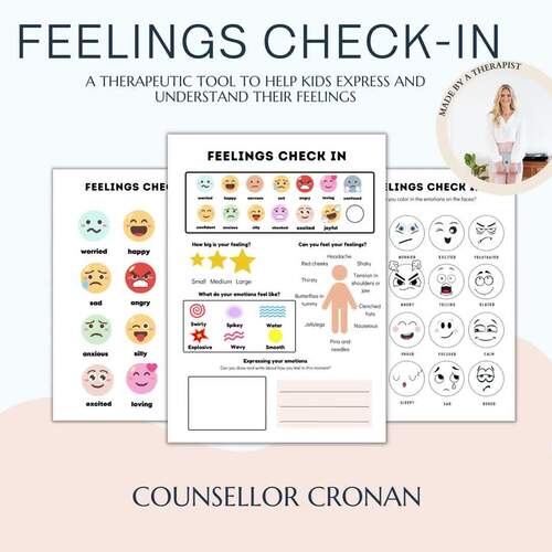 Feelings Check-in. Check in and check out behavior sheet. Calming tools