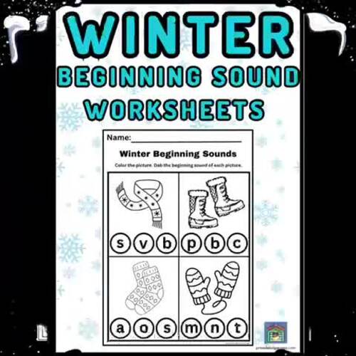 Winter Beginning Sound Worksheets by Preschool Garage | TPT