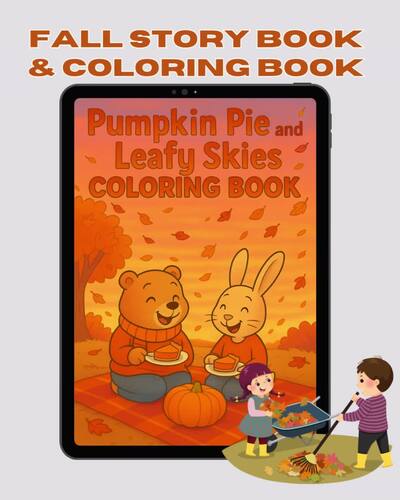 Fall Coloring Book for Kids | Pumpkin Pie & The Leafy Sky Story | TPT