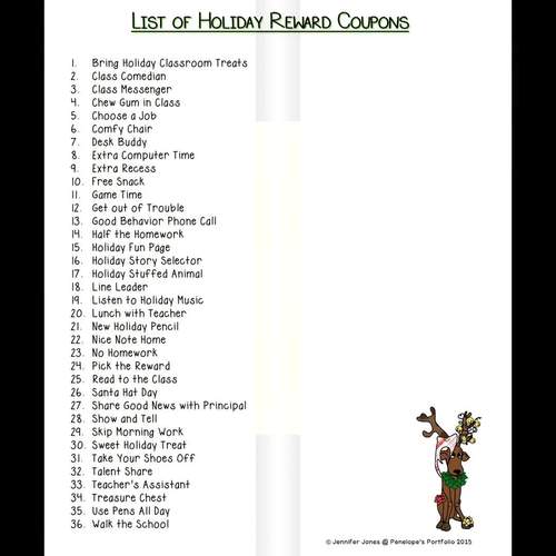 Holiday / Christmas Party Reward Coupons for the Classroom | TpT