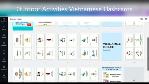 VIETNAMESE outdoor activities FLASH CARD | vietnamese english flashcards