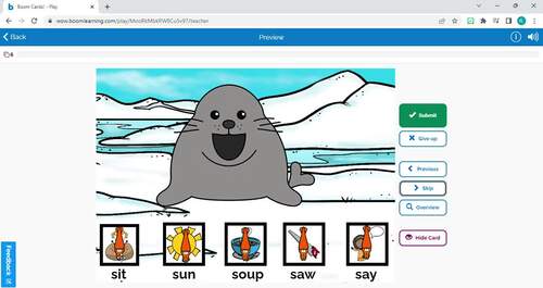 Boom Learning! initial /s/: Feed the GIF Seal the Squid. | TPT