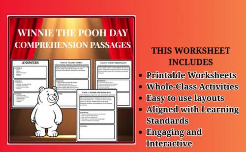 Winnie The Pooh Day 20 Short Comprehension Passages for Grade 3-8 With ...