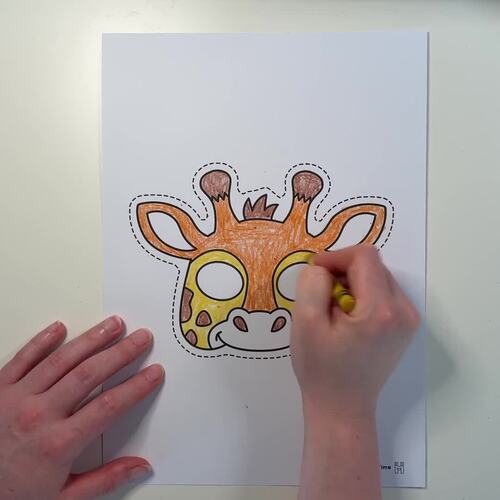 Giraffe Mask Paper Craft African Animal Coloring Printable Activity ...