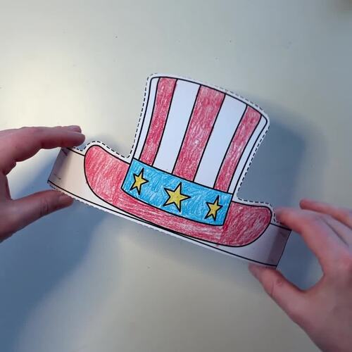 Uncle Sam Hat Paper Crown Printable 4th of July Coloring Craft Activity ...