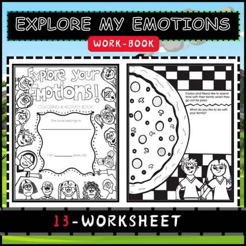 Explore My Emotions Colouring-Book cartoon multidesign for work | TPT