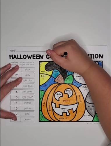 Halloween Color by Number Addition and Subtraction | TPT
