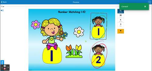 Happy Spring Number Recognition 1 to 10 Preschool Boom Cards - Girls
