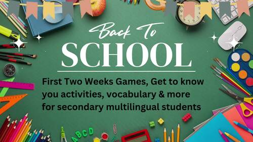 ESL ELL Back to School First 2 weeks 39 PDF Printables Vocab, Games ...