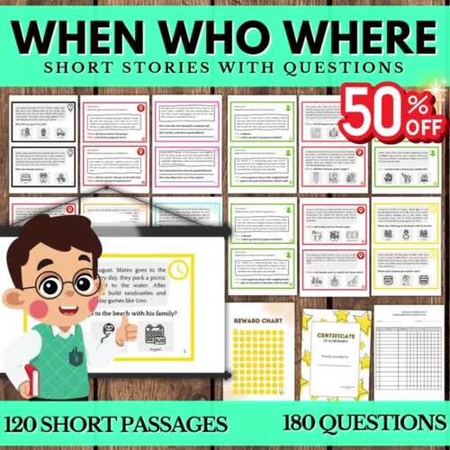 When Where Who Short Stories W/ Comprehension Question Autism Speech ...